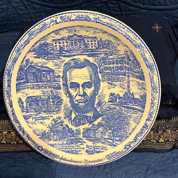 Verón kilns | Accents | Historical Blue Plate Displaying Abraham Lincoln In Pristine Condition ...